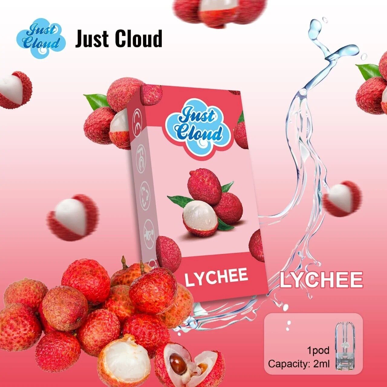 Just Cloud Lychee 2ml Hua Namya Nic 3% [ แท้ ] | หัวน้ำยาลิ้นจี่ [ ใส่เครื่องตระกูล RELX ...