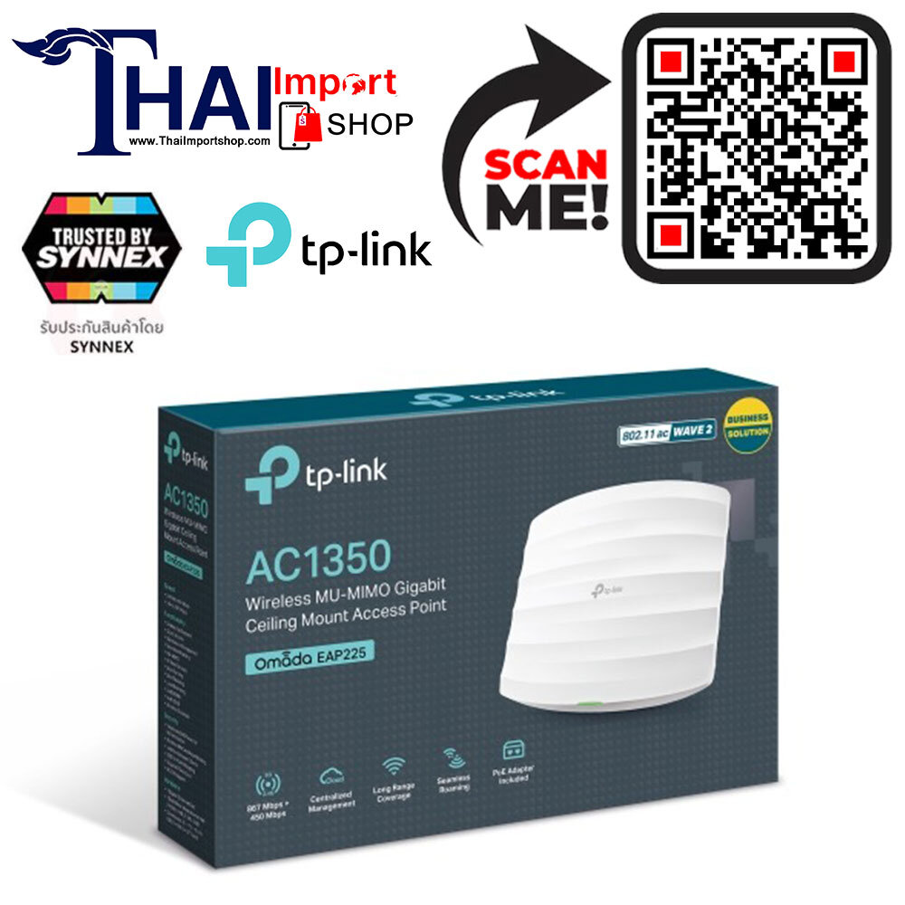 TP-Link AC1350 Wireless MU-MIMO Gigabit Ceiling Mount Access Point Model : EAP225-V4 [ รับประกัน ...
