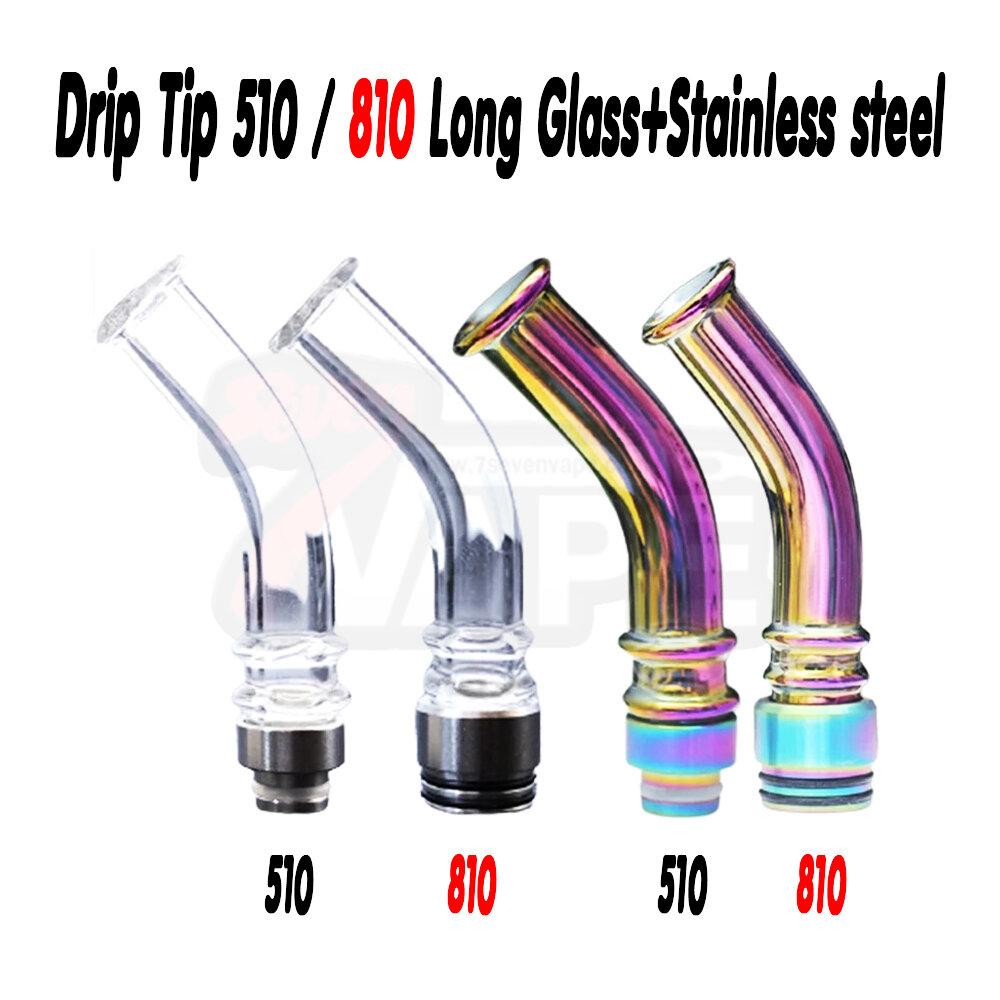 Drip Tip 510 / 810 Long Glass+Stainless steel | ดริปทิปยาว 510/810 แบบ ...