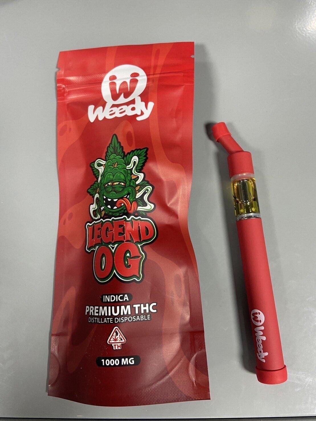 Weedy Legent OG (INDICA) Premium THC (USA) Distillate Disposable Pod ...