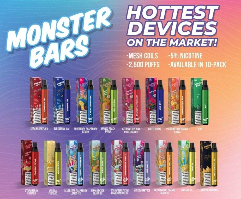 MONSTER BARS DISPOSABLE - 2shaypod บุหรี่ไฟฟ้า น้ำยาบุหรี่ไฟฟ้าราคาถูก