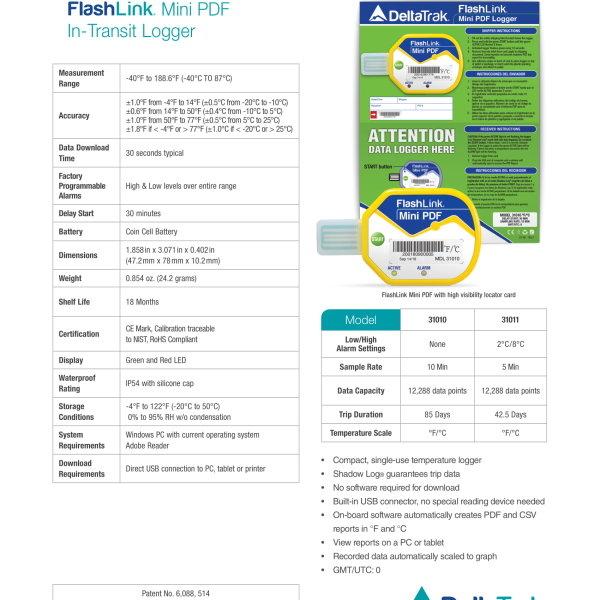 Delta Trak ร่น 31010 FlashLink Mini PDF In-Transit Logger - บริษัท เจ ...