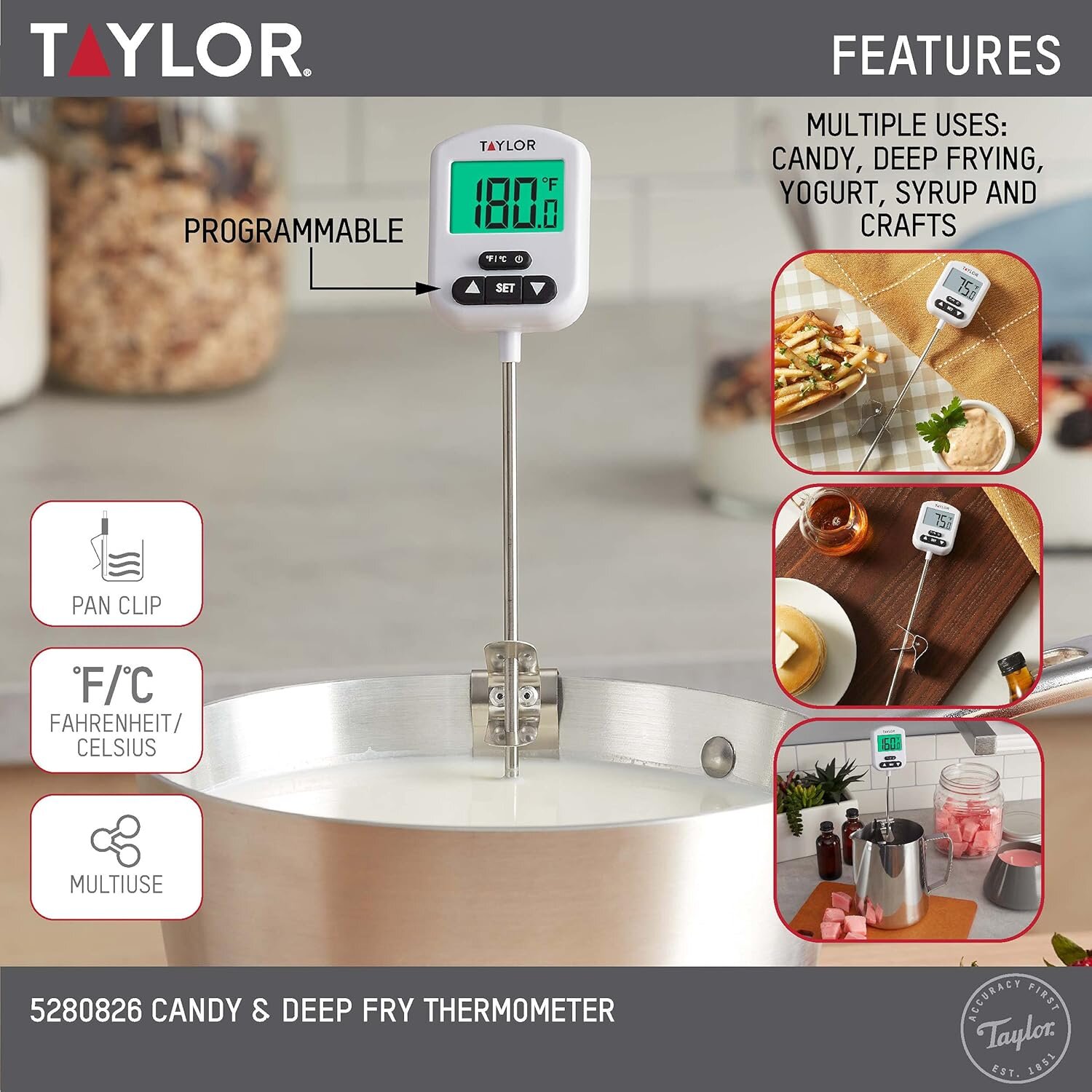 Taylor รุ่น 5280826 Programmable Digital Candy / Deep Fry Thermometer ...