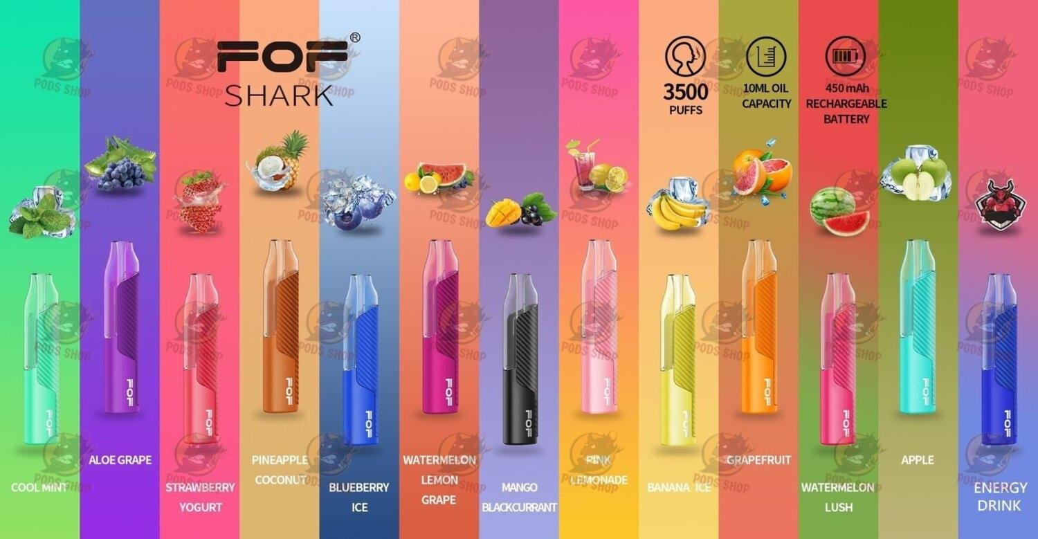บุหรี่ไฟฟ้าใช้แล้วทิ้งแบบชาร์จแบตได้ FOF SHARK Pod Disposable - บุหรี่ ...