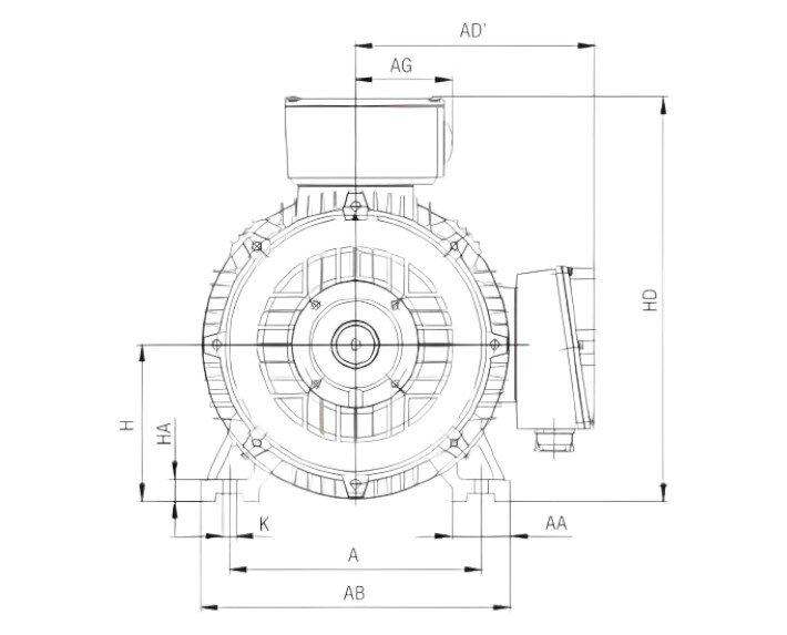 HASCON IE1.B3.4P.380-300HP มอเตอร์ รุ่น IE1 (แบบขาตั้ง) 300.0 แรงม้า (220.0kW.| 380V 4 POLE ...