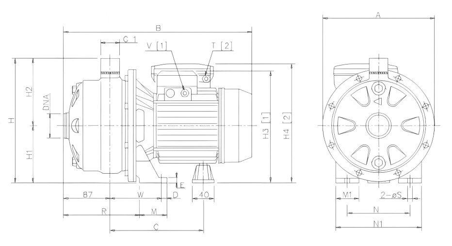 EBARA 2CDXM-70/12 ปั๊มหอยโข่งสแตนเลส 2 ใบพัด 1-1/4 x 1 นิ้ว 1.2 HP 220V. #E061-2190 - HereTools