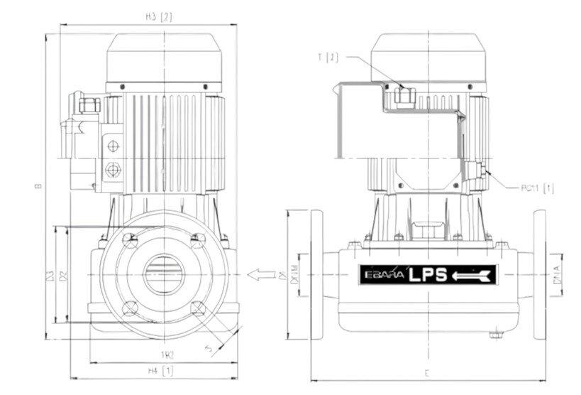 EBARA LPS-40/40 ปั๊มหอยโข่งสแตนเลส (แบบแนวตั้ง IN-LINE) 1-3/4 x 1-3/4 ...