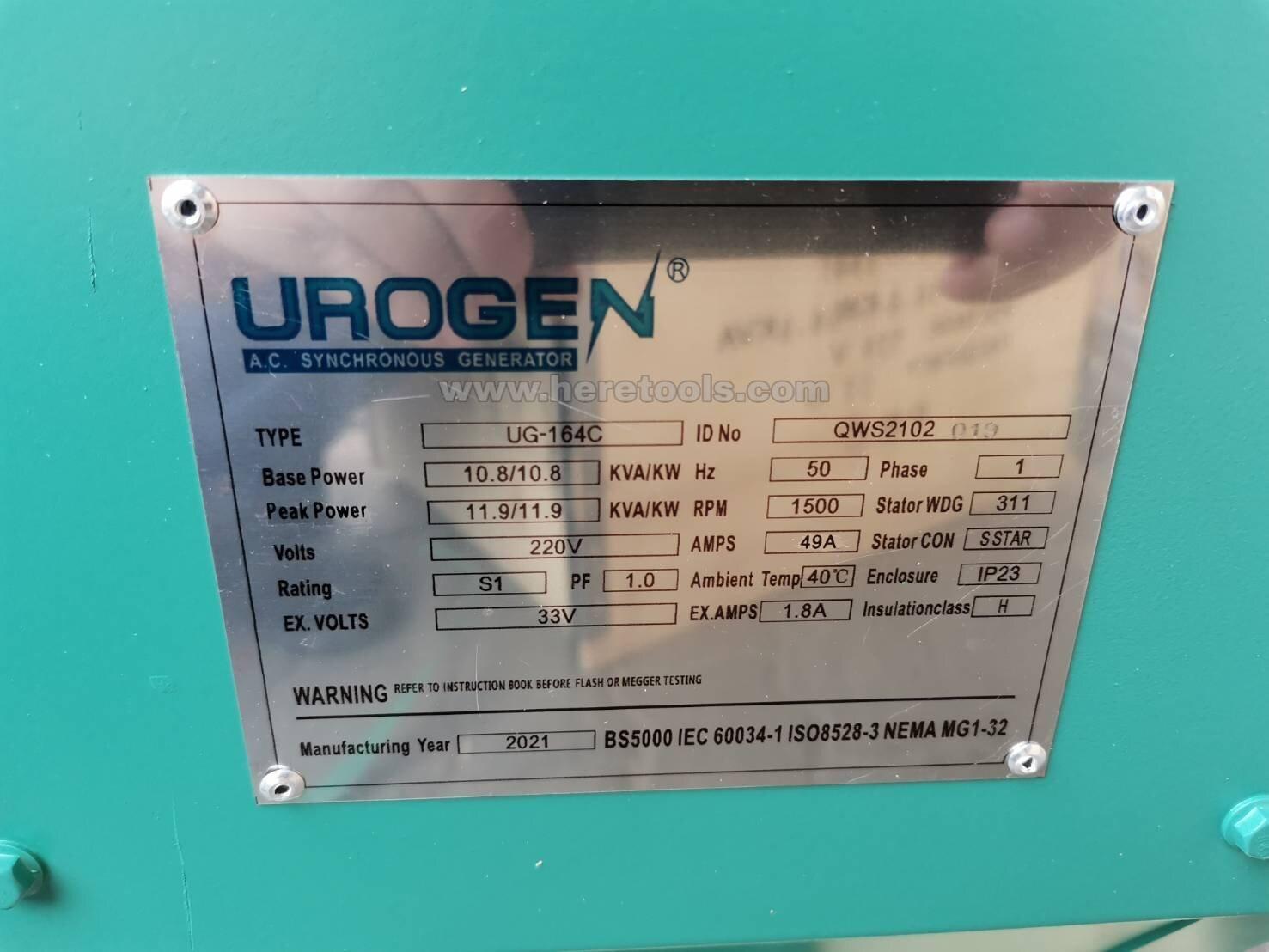 UROGEN URG.164C(DB)-220 : ไดนาโมเพลาลอย 10.8 kW. 220V.(Brushless AC Alternators + AVR | 1500 r.m ...