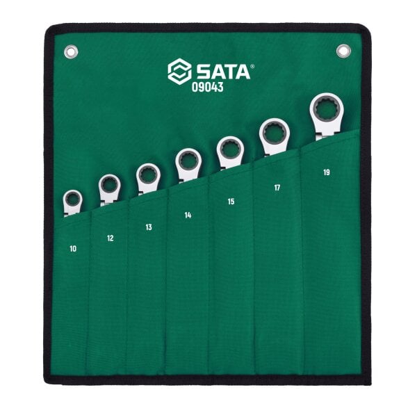 SATA 09043 ชุดประแจแหนวนเกียร์ข้างปากตาย (คองอได้) 7 ตัว/ชุด (เบอร์ 10 ...