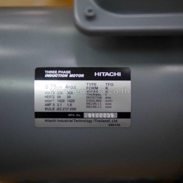 HITACHI TFO-K 1 HP 380V.4P มอเตอร์ 1 แรงม้า 4 Pole 380V (แกนเพลา 19 มม.| เฟรม 80M | 0.75 KW ...