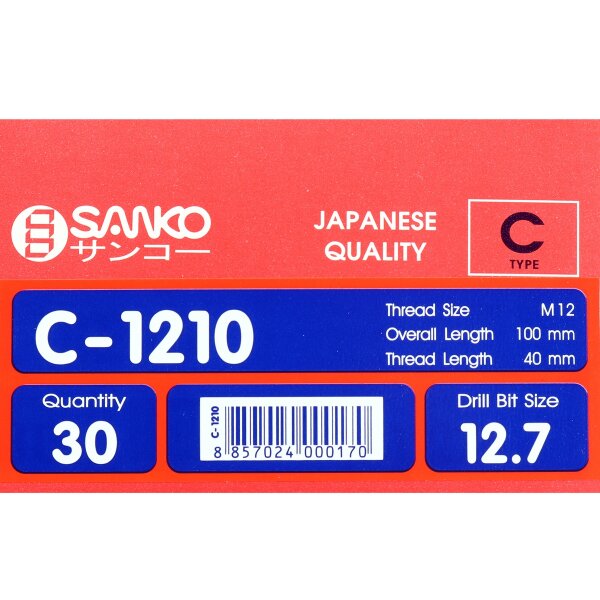 SANKO C-1210 พุกตะปู C-TYPE ขนาด M12 x 100 mm. (บรรจุ 30 ตัว/กล่อง ...