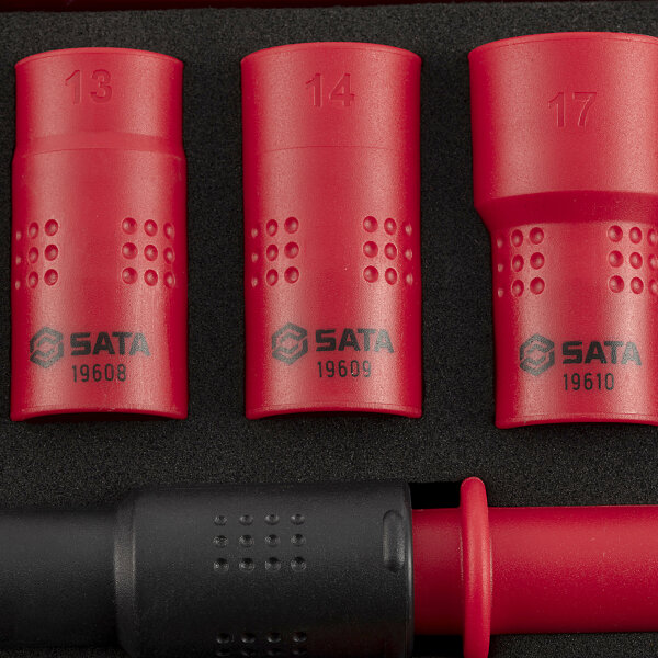 SATA 09268 ชุดบล็อกกันไฟฟ้า 3/8 นิ้ว 16 ตัว/ชุด (VDE Socket Set ...