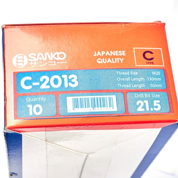 SANKO C-2013 พุกตะปู C-TYPE ขนาด M20 x 130 mm. (บรรจุ 10 ตัว/กล่อง) - HereTools