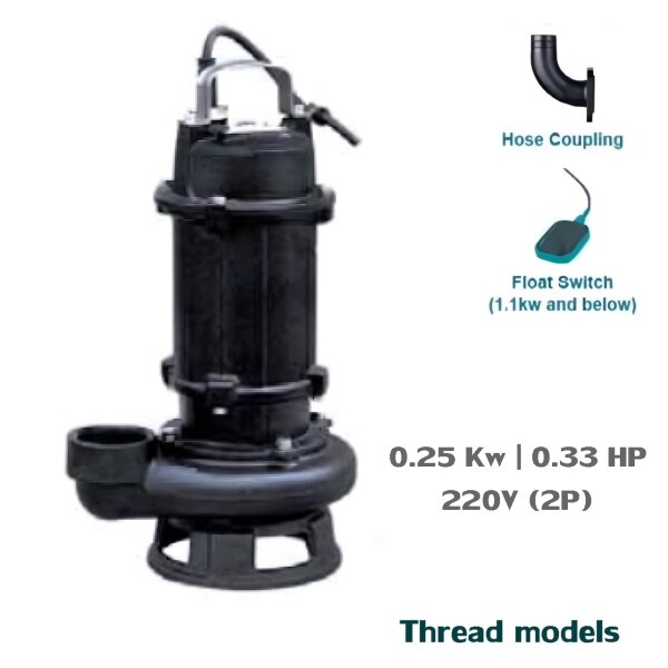 LEO PUMP 50WQ15-15-1.5-(2P) ปั๊มจุ่มบ่อบำบัดน้ำเสีย 2 นิ้ว 2.0 แรงม้า 380 โวลต์ DOL (รับประกัน 2 ...