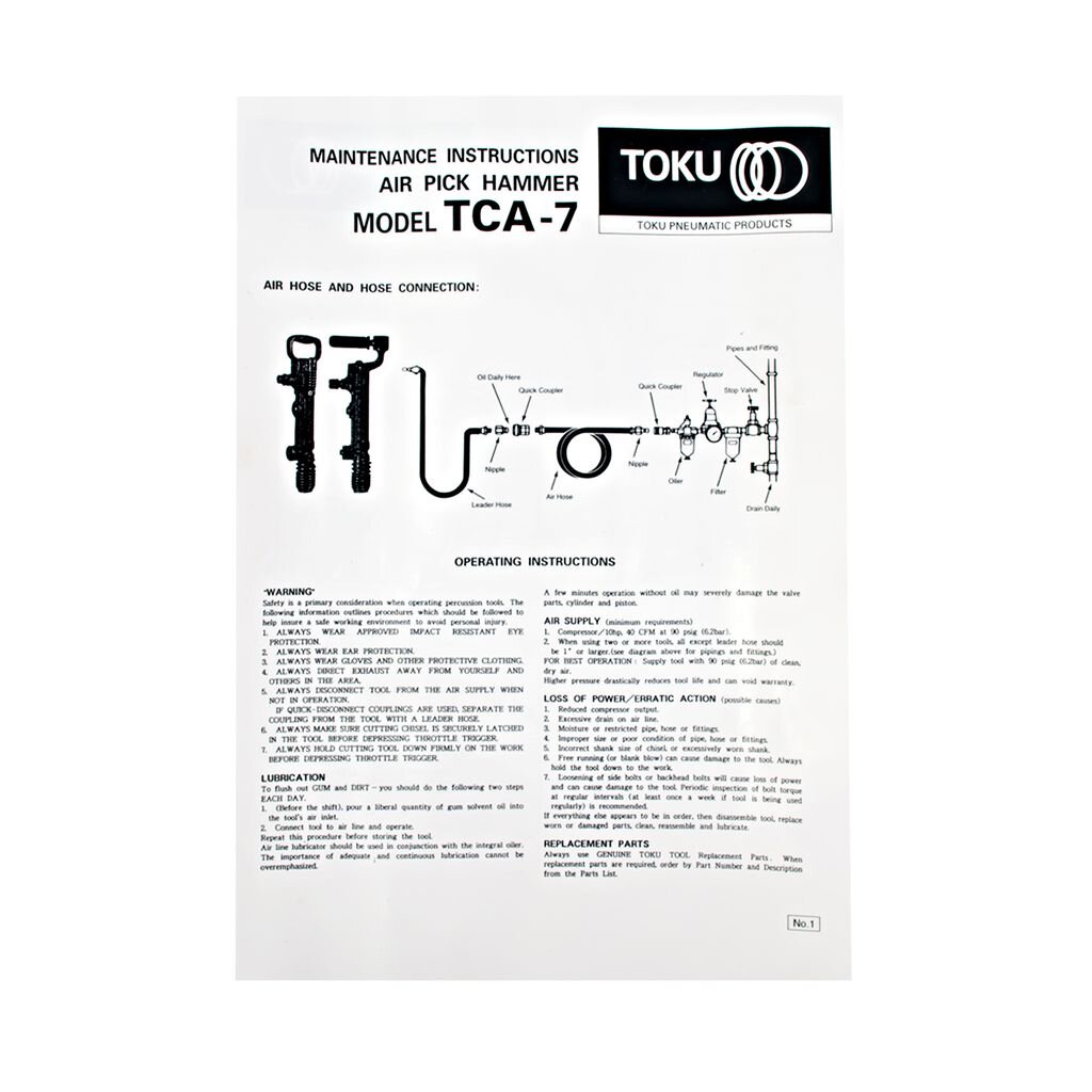 TOKU TCA-7 เครื่องสกัดลม + ดอกสกัดปลายแหลม 18 นิ้ว (รับประกันคุณภาพการผลิต) - HereTools
