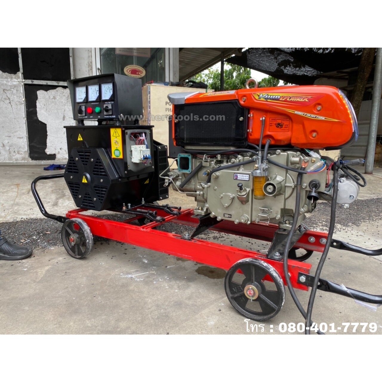 KAWAMA BL-12.0KW.380V-18HP.E SET ไดนาโมปั่นไฟ บัสเลส 12.0 kW. 380V.+ ดีเซลสูบนอน 1090 CC ...