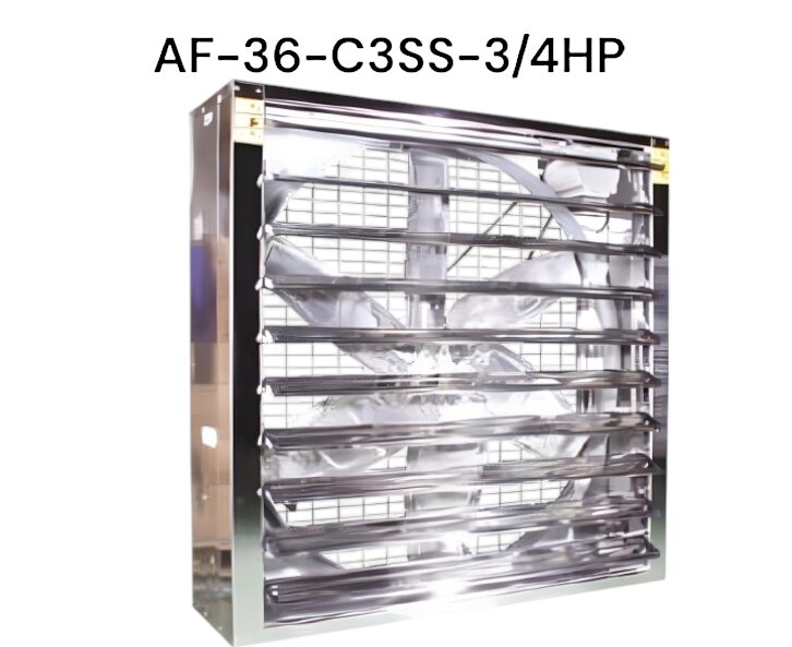 EUROVENT AF-36-C3SS-3/4HP พัดลมระบายอากาศ พัดลมฟาร์ม (สแตนเลส + มีชัตเต ...