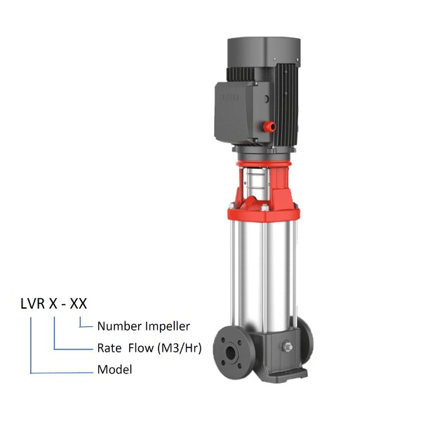 LEO LVR-2-26-(380V) ปั๊มน้ำสแตนเลสหลายใบพัดแนวตั้้ง (ฐานเหล็กหล่อ) DN 25 x DN 25, 3.0 Kw. 26 ...