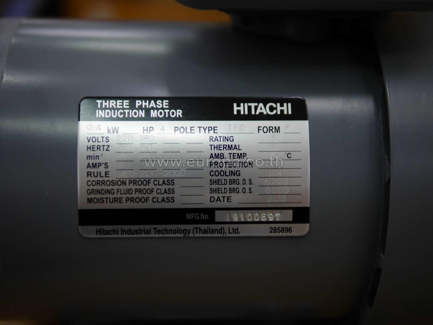 HITACHI TFO-K 1/2 HP 380V.4P มอเตอร์ 1/2 แรงม้า 4 Pole 380V (0.37 KW.| IP55) - HereTools