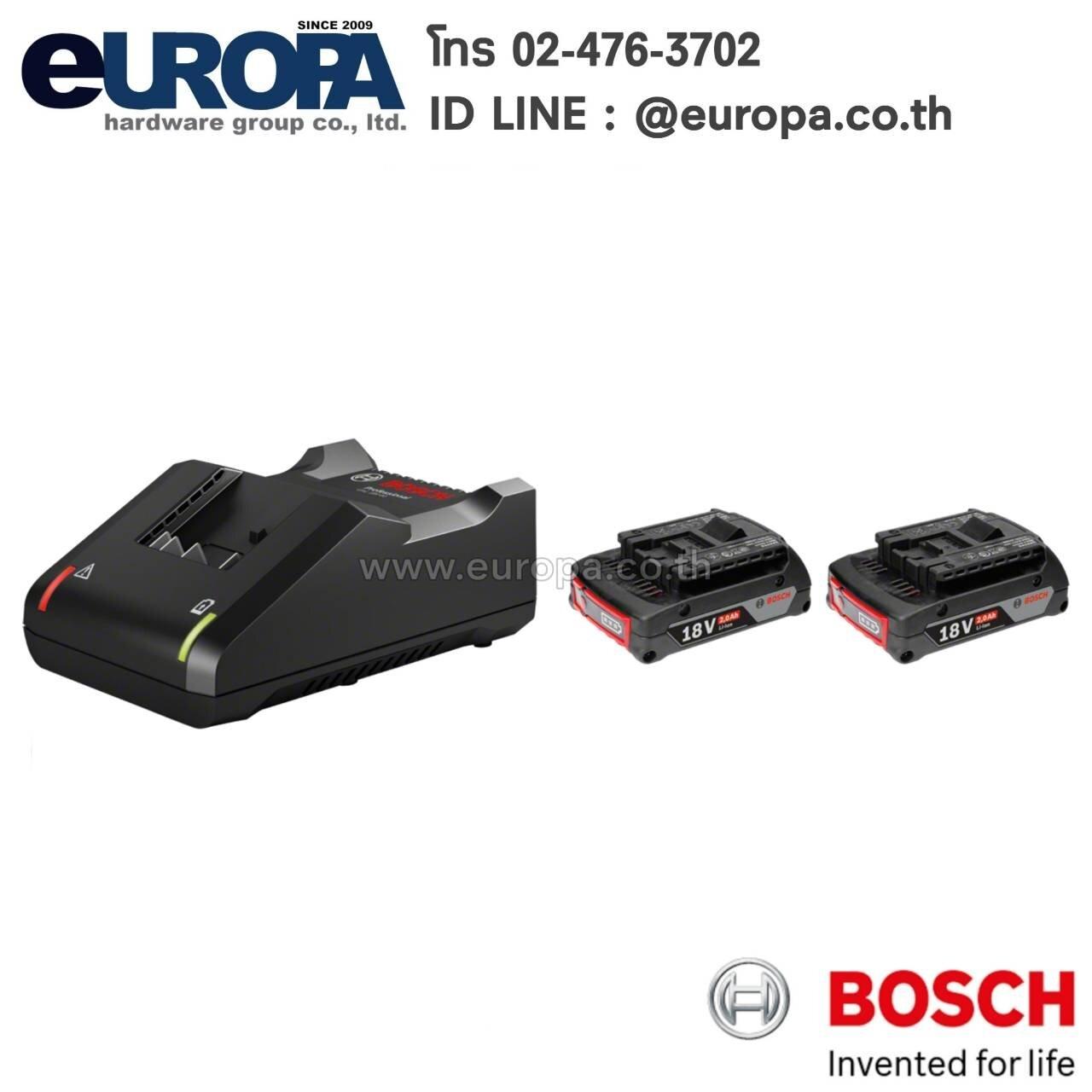 BOSCH 1600A01B6K ชุดแบตเตอรี่ + แท่นชาร์จ 18V. (แบต 18V. 2.0Ah. x 2 ...