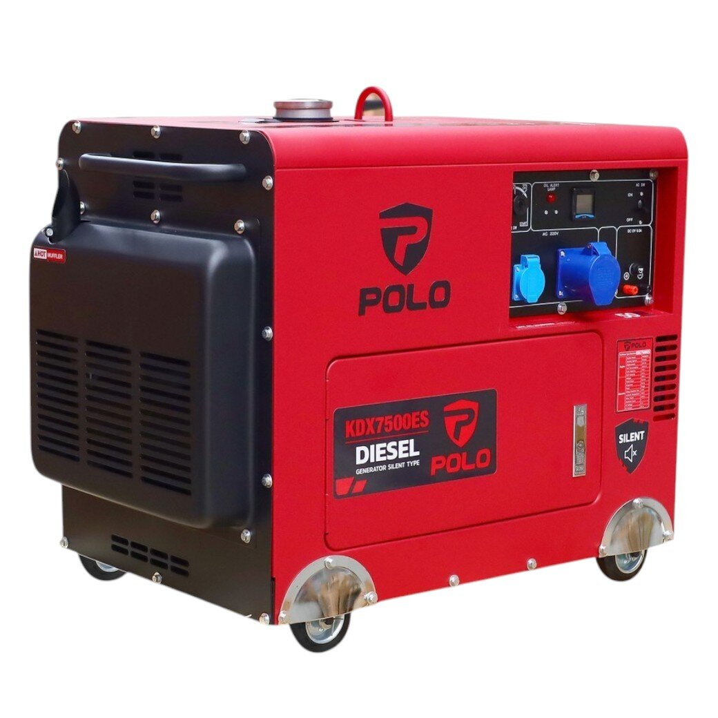 POLO KDX7500ES เครื่องปั่นไฟดีเซล (เก็บเสียง) 5.5 kW. 220V.(9.0 HP | กุญแจสตาร์ท | กำลังไฟฟ้าใช้ ...