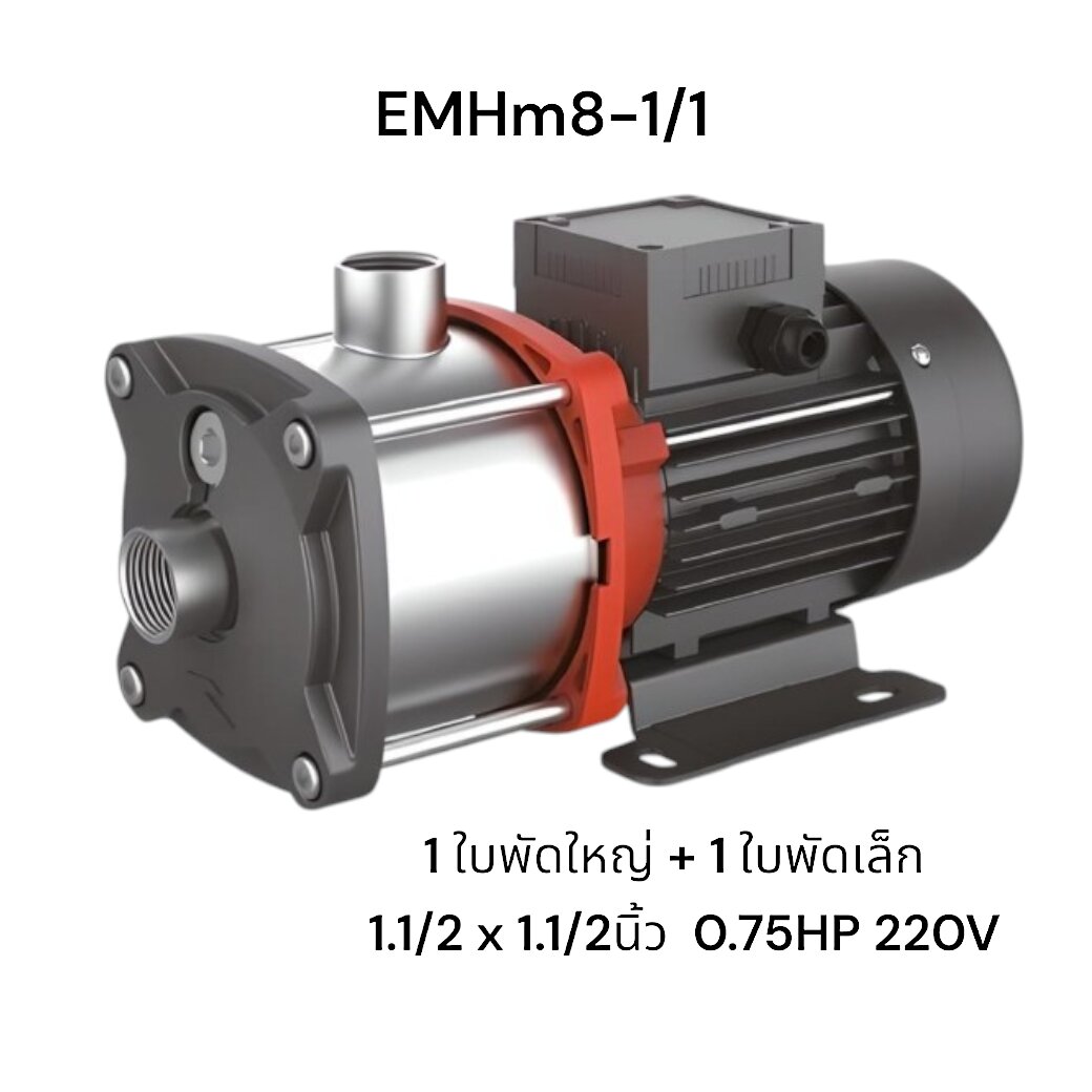 LEO EMHm8-1/1 ปั๊มสแตนเลสหลายใบพัด (1 ใบพัดใหญ่ + 1 ใบพัดเล็ก) 1.1/2 x 1.1/2 นิ้ว 0.75 แรงม้า ...