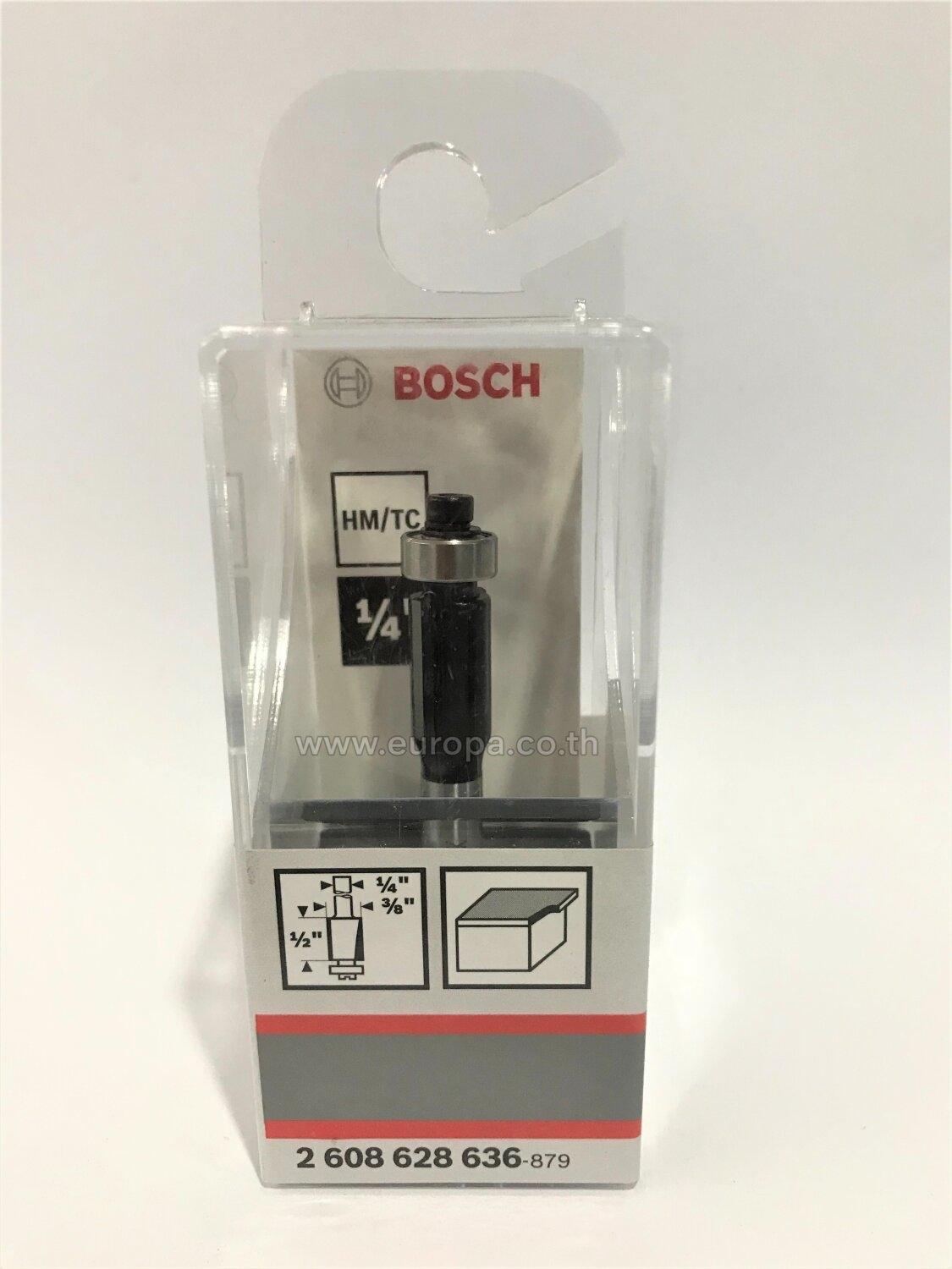 2608628636 BOSCH ดอกเร้าเตอร์ ตรงปลายลูกปืน แกน 1/4 นิ้ว - HereTools