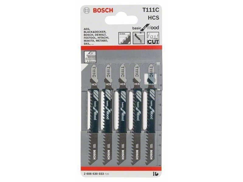 2608630033 BOSCH T111C ใบเลื่อยจิ๊กซอว์ตัดไม้ (5 ใบ/แพค) - HereTools