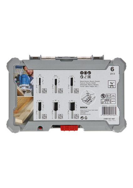 2607017467 BOSCH ชุดดอกเร้าเตอร์แกน 1/4 นิ้ว (กล่องพลาสติก 6 ดอก/ชุด ...