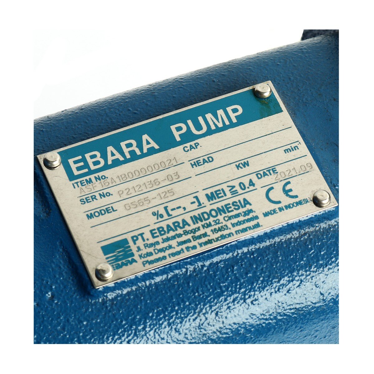 EBARA GS 65-125 ปั้มเพลาลอย 80 x 65 มม. (พิกัดมอเตอร์สูงสุด 4 POLE 2.0 HP., 2 POLE 15.0 HP | ไม่ ...