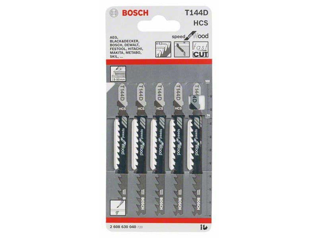 2608630040 BOSCH T144D ใบเลื่อยจิ๊กซอว์ตัดไม้ (5 ใบ/แพค) - HereTools