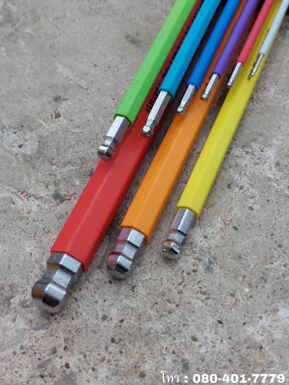 SATA 09101CH ประแจหกเหลี่ยม หัวบอล ประแจแอล ยาวพิเศษ 9 ตัว/ชุด (หุ้มยาง ...