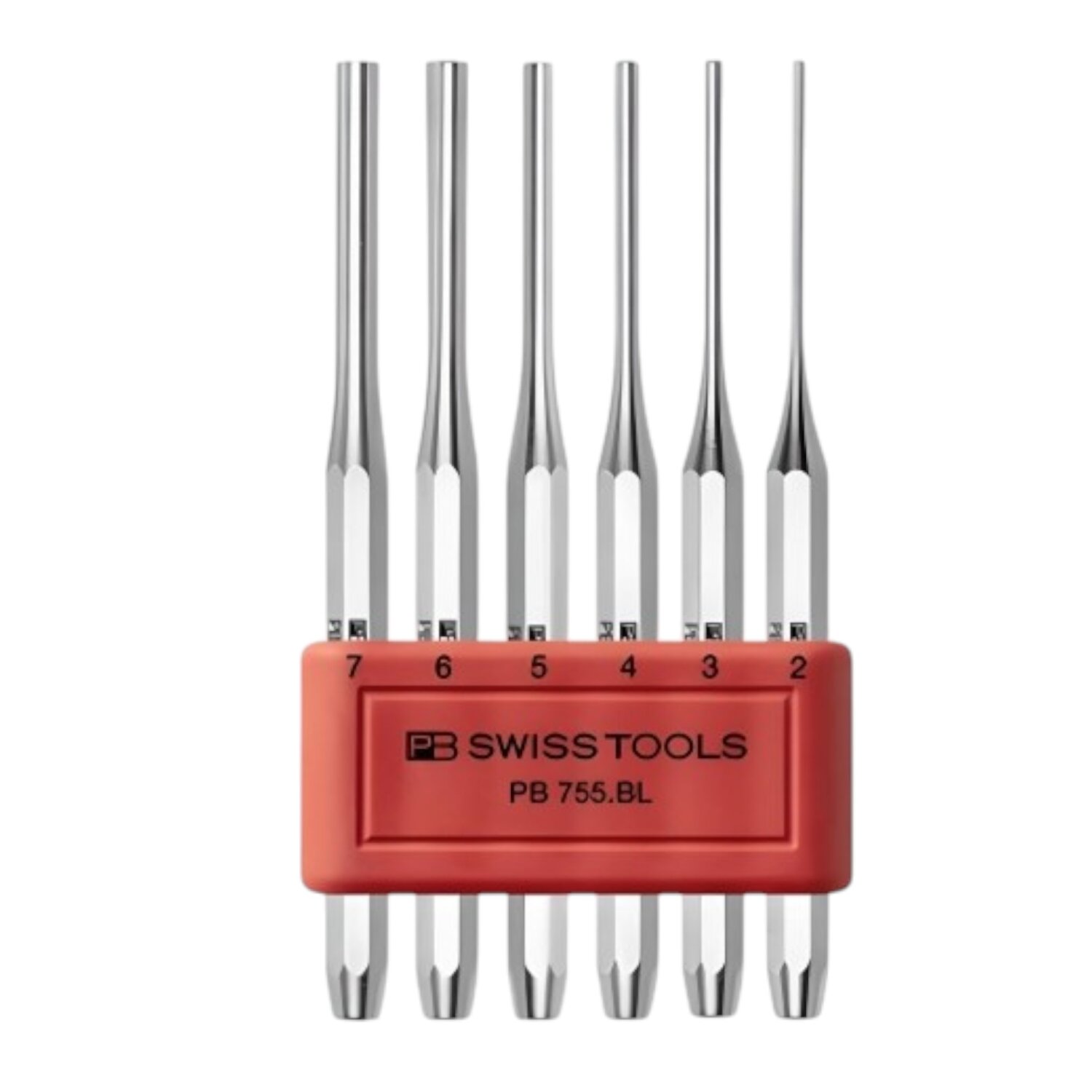 PB Swiss Tools PB-755-BL เหล็กส่งชุด ก้านเตเปอร์ เบอร์ 2.0 - 7.0 มม. (6 ตัว/ชุด)**Made in ...