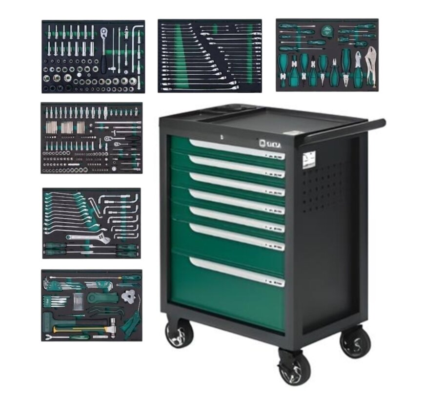 SATA SC09931 ตู้เครื่องมือช่าง 7 ลิ้นชัก + ชุดเครื่องมือ 368 ชิ้น (ตู้ ...