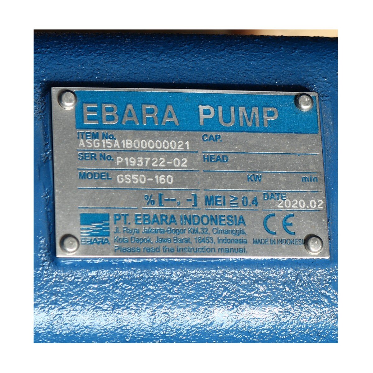 EBARA GS 50-160 ปั้มเพลาลอย 65 x 50 มม. (พิกัดมอเตอร์สูงสุด 4 POLE 3.0 HP., 2 POLE 20.0 HP | ไม่ ...
