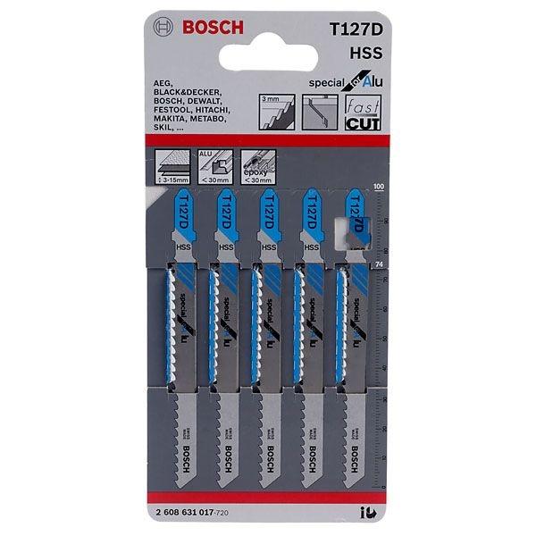 2608631017 BOSCH T127D ใบเลื่อยจิ๊กซอว์ตัดอลูมิเนียม (5 ใบ/แพค) - HereTools