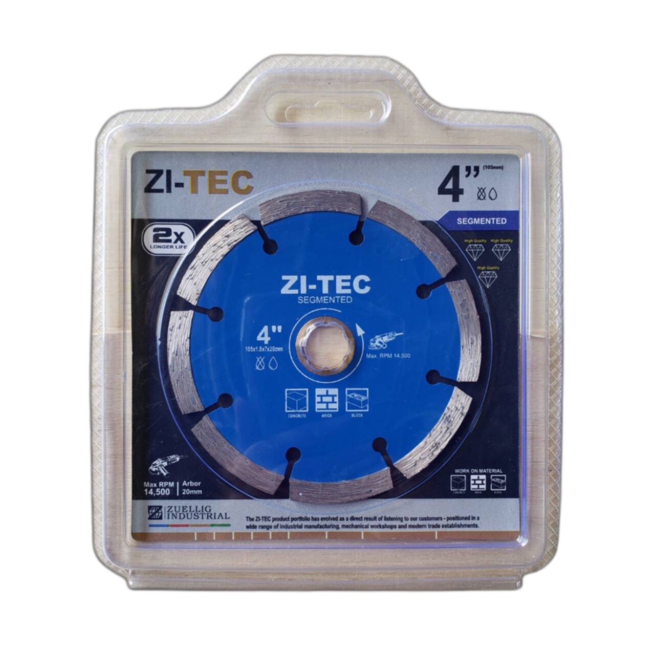 ZI-TEC SEGMENT-DIAMOND-BLADE4 ใบตัดเพชร 4 นิ้ว (ขอบร่อง | ใบสีฟ้า) - HereTools