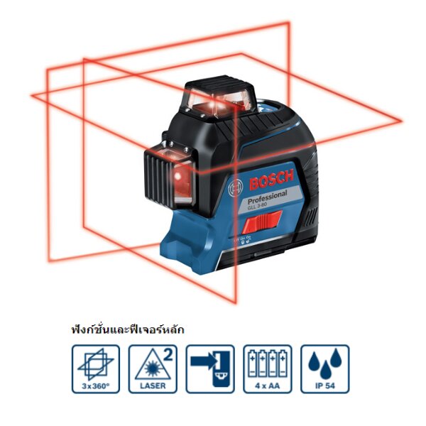 BOSCH GLL3-80+BT150 เครื่องถ่ายระดับเลเซอร์ (พร้อมขาตั้ง BT-150 | รับ ...