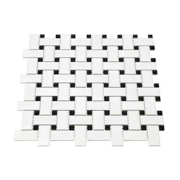 FG302- กระเบื้องพอร์ซเลนโมเสค รุ่น Basket Weave สี Matt White & Glossy ...