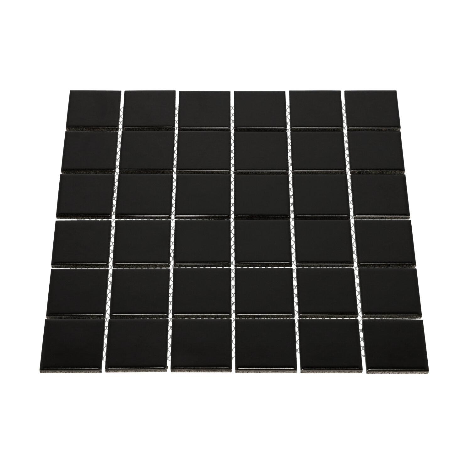 H120 กระเบื้องพอร์ซเลนโมเสค รุ่น 2"Square - Matt Black เคลือบด้าน ...