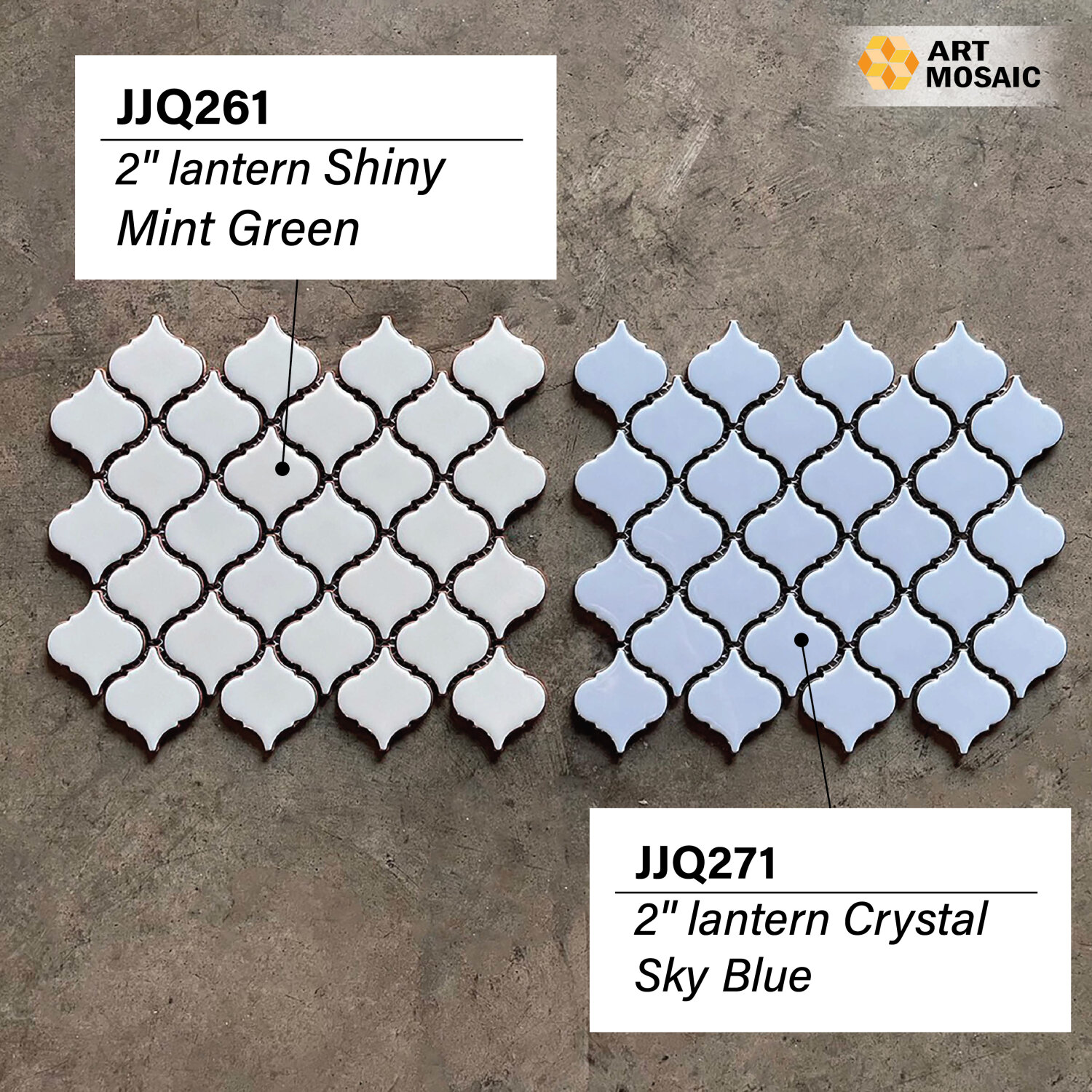 JJQ261 Porcelain Mosaic Tile รุ่น Lantern สี Glossy Mint Green เคลือบ ...