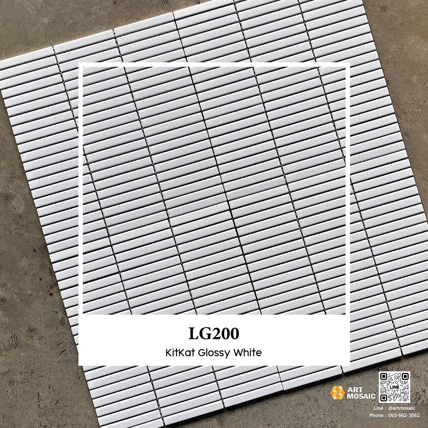 LG200 Porcelain Mosaic Tile รุ่น Kitkat - Glossy White เคลือบเงา (Price ...
