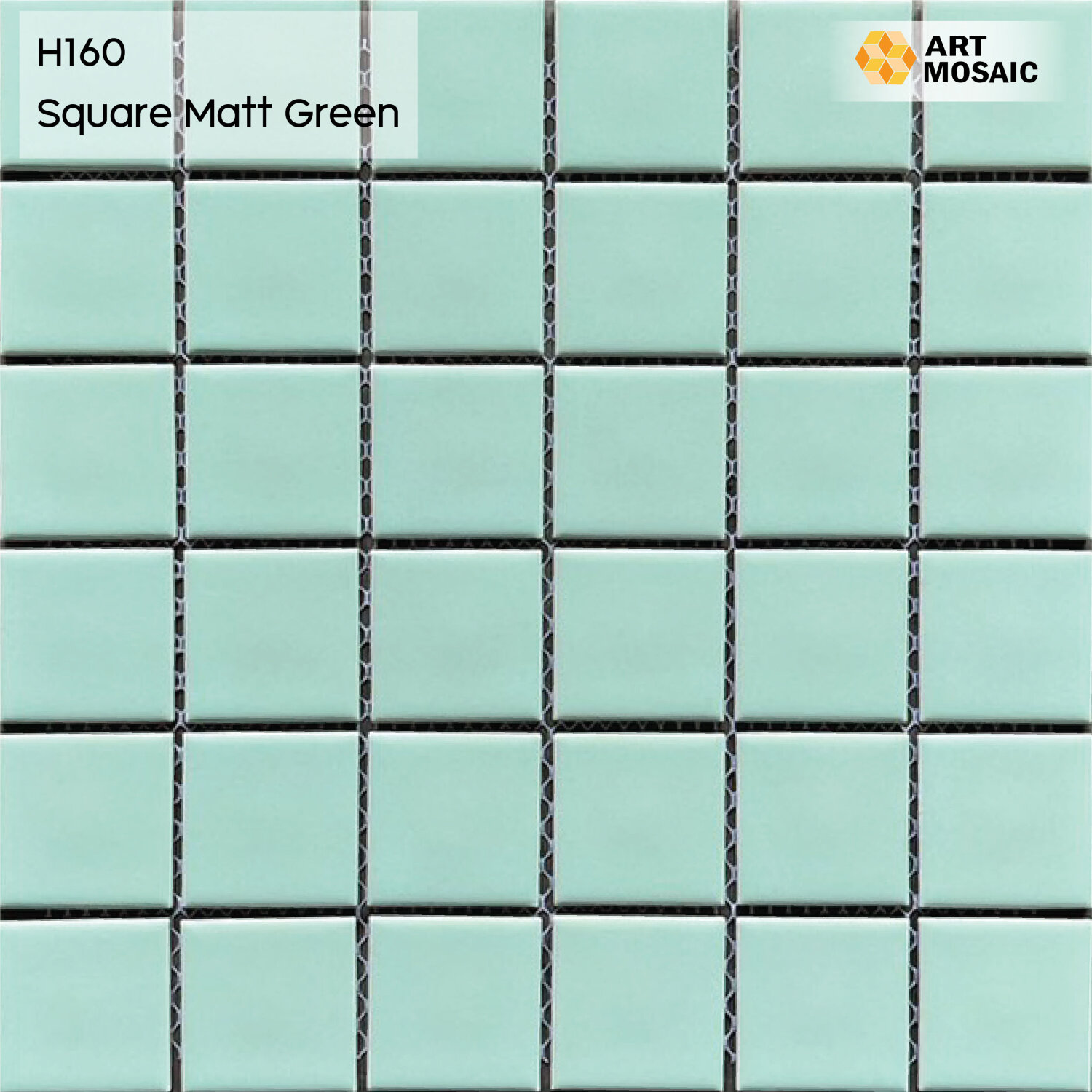 H160 Porcelain Mosaic Tile รุ่น 2"Square - Matt Light Green เคลือบด้าน ...