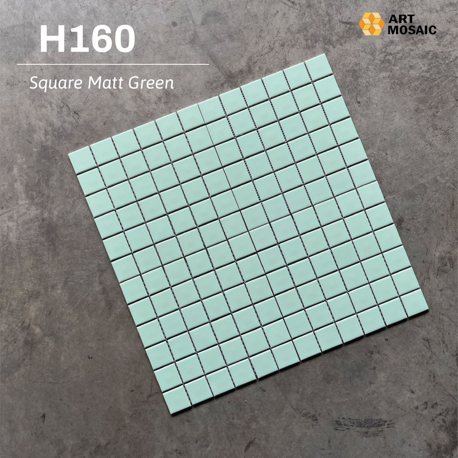 H160 Porcelain Mosaic Tile รุ่น 2"Square - Matt Light Green เคลือบด้าน ...