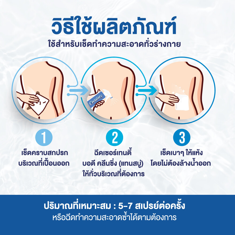 [ขายยกลัง]Certainty สเปรย์ทำความสะอาดผิวแบบไม่ต้องล้างออกเซอร์เทนตี้ ขนาด 350 ML. x6 ขวด ...