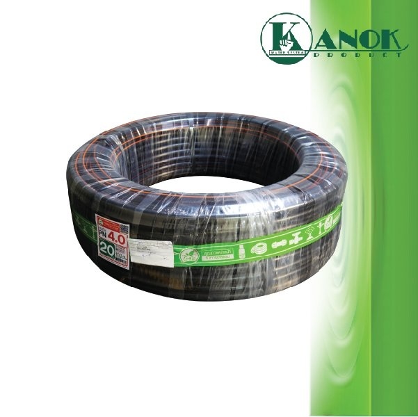 ท่อ PE ทนแรงดันได้ 4 บาร์ คาดส้ม ขนาด 20 มิล ยาว 100 และ 200 เมตร - KANOK PRODUCT - KANOK PRODUCT