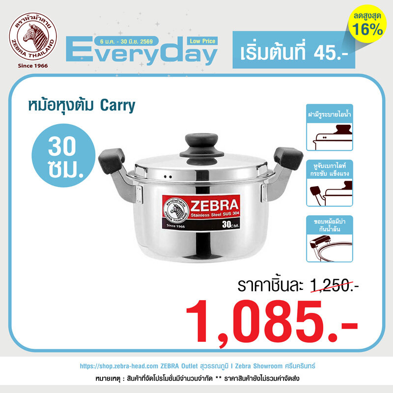 ZEBRA หม้อหุงต้ม ขนาด 30 ซม. รุ่น Carry 1603792 - ZEBRA Thailand ...