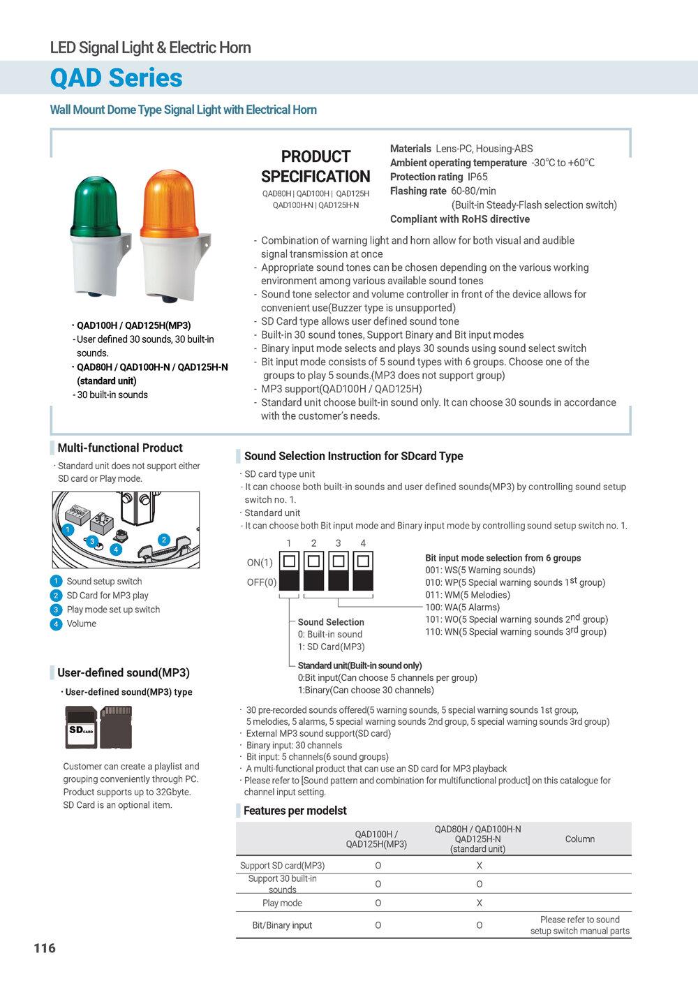 [QAD100H] Wall Mount Type LED Steady/Flash & Electric Horn - Qlight Thailand
