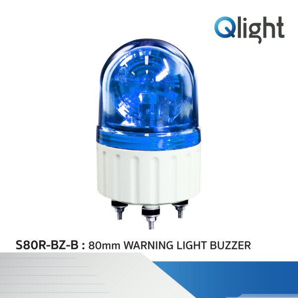[S80R-BZ] Ø80mm Bulb Revolving Warning Light with Buzzer - Qlight Thailand