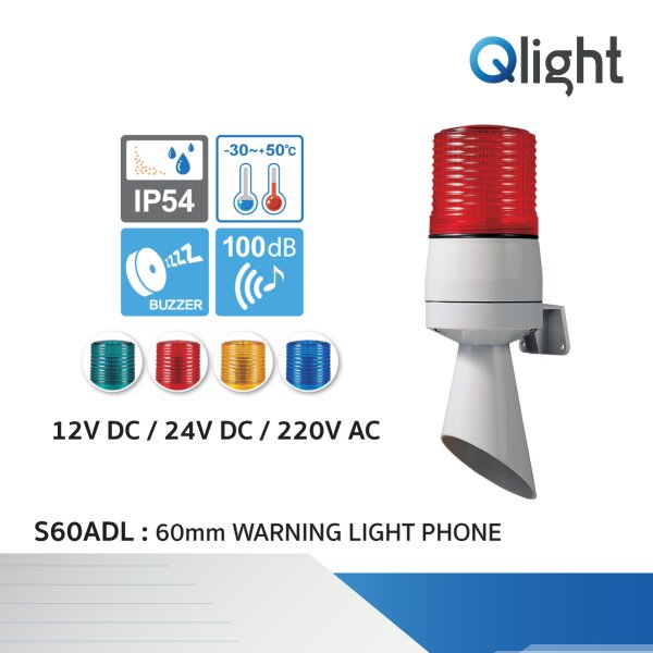 [S60ADL] Ø60mm LED Steady/Flashing Signal Light with High Volume Built ...